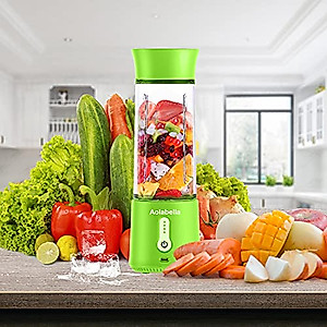 Portable Blender, Personal Size Eletric USB Juicer Cup, Fruit, Smoothie, Baby Food Mixing Machine with Updated 6 Blades,Magnetic Secure Switch for Superb Mixing 500ml (Green)