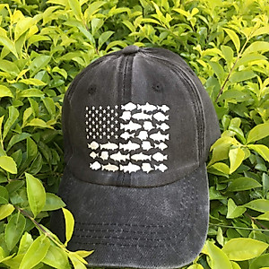 Waldeal Boy Printing Fish Flag Vintage Dad Hats Cute Adjustable Kids Fishing Baseball Cap Black