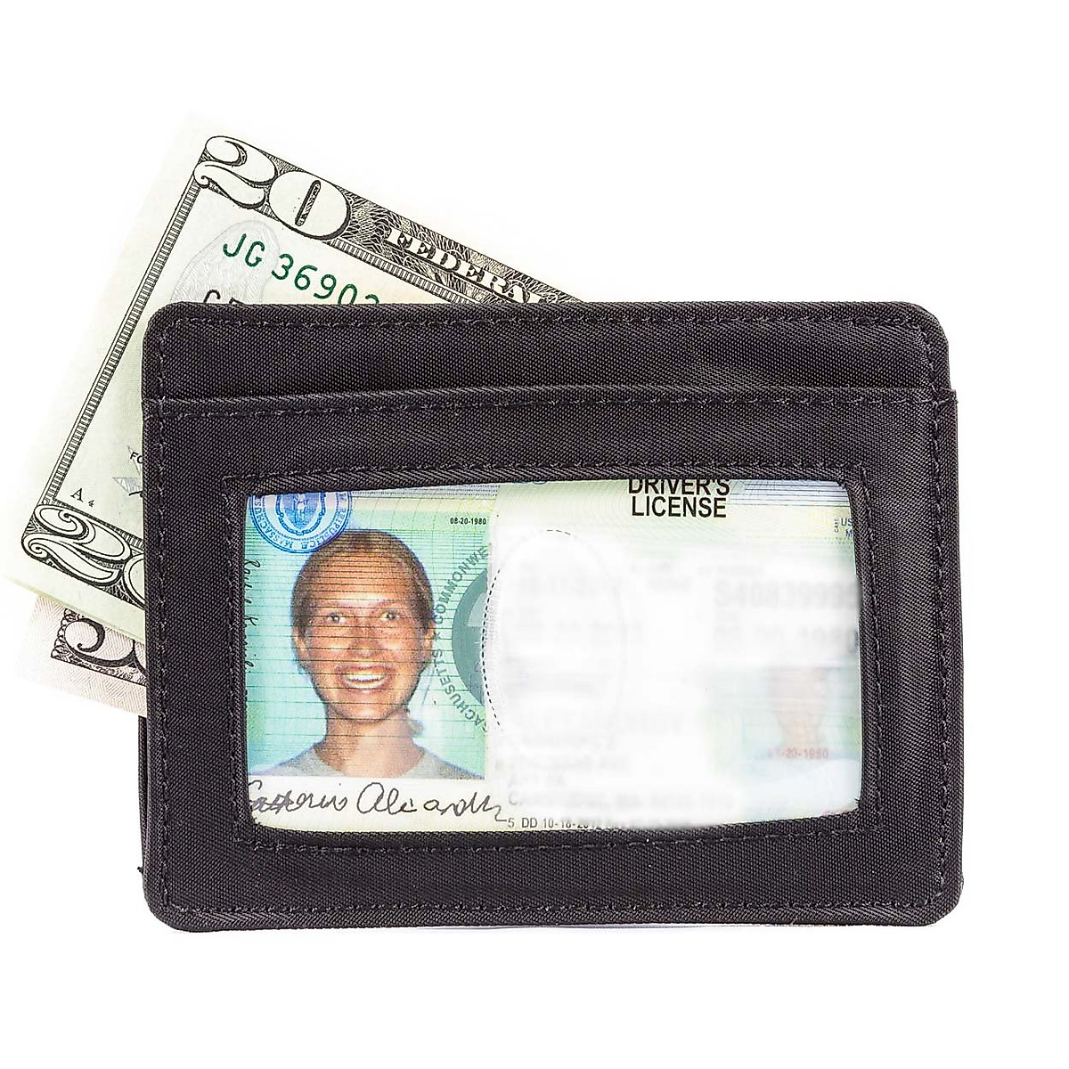 Big Skinny Open Sided Mini Skinny Card Slim Wallet, Holds Up to 9 Cards, Black
