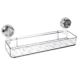 DONGKER No Drill Clear Wall Caddy,Wall Mount Removable Bathroom Storage Rack with Suction Cup for Bathroom Dorm Kitchen