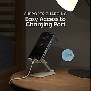 TALK WORKS Adjustable Cell Phone Desk Mount Compatible w/ iPhone 13/ Pro/ Pro Max,14/Plus/Pro/Pro Max - Flexible Stand for Office, Home, Tabletop (White)