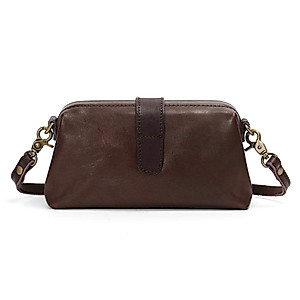 Top-Handle Bags Leather Crossbody Bags for Women Shoulder Bags Handmade Phone Purse Handbags Vintage Small Nice Little Messenger Bag, Coffee