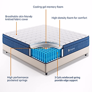 King Size Mattress 12 Inch, King Mattress in a Box, Medium Firm Hybrid Mattress King Size, Ultimate Motion Isolation with Memory Foam and Pocket Spring, Strong Support