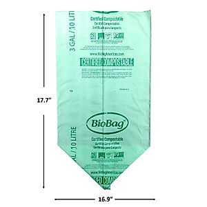 BioBag (USA), The Original Compostable Bag, 3 Gallon, 100 Total Count, 100% Certified Compostable Kitchen Food Scrap Bags, Kitchen Compost Bin Compatible