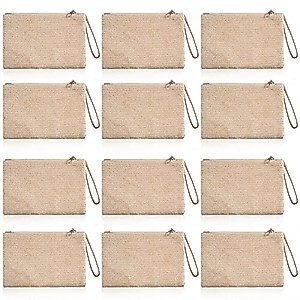 Epakh 12 Pcs Straw Clutch Bag Bohemian Summer Beach Straw Purse Wristlet Straw Handbags for Summer Small Clutch Purses for Women (White)