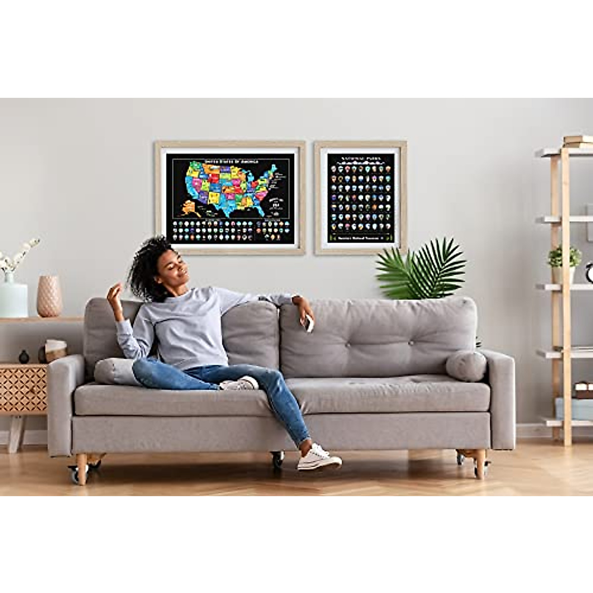 Scratch Off Map of United States + ALL 63 US National Parks Scratch Off Poster, 85 USA Landmarks, Travel Map Kit, 50 State Photo Wall Adventure Maps, Journal Gifts for Travelers by Bright Standards