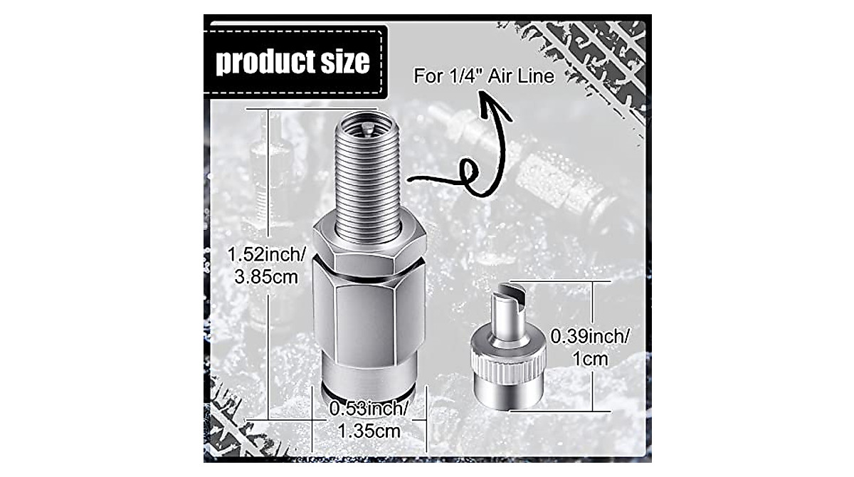 4 Pieces Inflation Schrader Valve for 1/4 Air Line with 1 Warning ...