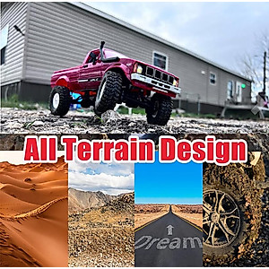 Apawband RC Truck WPL C24 RC Crawler 1/16 Scale 4x4 RC Rock Crawler All Terrain Off Road Pickup Truck RTR Remote Control LED Proportional Throttle Steering Hobby Toy for Adult