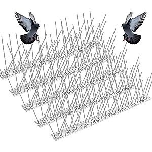 Recie 40 Feet Bird Spikes for Pigeons Small Birds, Premium Stainless Steel Bird Deterrent Spikes, Strong Flexible Anti Bird Spikes to Keep Birds Away (37 Pack - Unassembled)