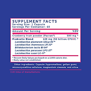 Lovebug Yeast + Vaginal pH Support | Clinically Studied Ingredients for Yeast & UTIs | Multi Strain 50 Billion CFU | 30 Capsules