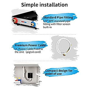 Electric Tankless Water Heater, SIVUATEK on Demand Water Heater Electric Smart Control Point of Use Water Heater Instant 6.5kW 240V for Faucets M1-65B