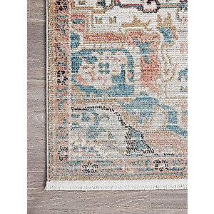Abani Azure Collection Faded Beige & Blue 6'x9' Persian Area Rug - Vintage Style Accent Rug Rugs