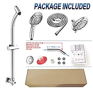 Egretshower Handheld Showerhead & Rain Shower Combo for Easy Reach, 27.5" Drill-free Stainless Steel Slide Bar, 5”of 5-setting Handheld Shower and Showerhead, with 5ft Hose - Polished Chrome
