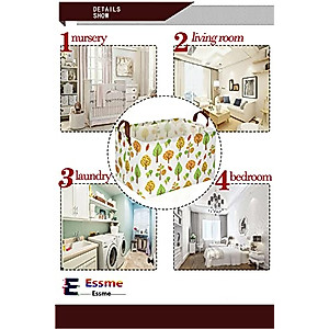 Essme Rectangular Kids Storage Baskets,Toy Baskets,Nursery Storage Bins Organizer with Handles for Forest Decor,Woodlang Basket,Green Box,Gift Basket.(Tree)