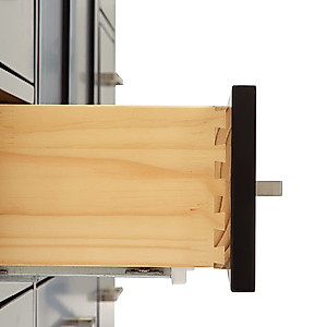 ARIEL 55" Espresso Bathroom Vanity with 1.5" Edge Pure White Quartz Countertop & Backsplash, Center Rectangular Sink, 2 Soft Closing Doors, 9 Full Extension Dovetail Drawers, Satin Brass