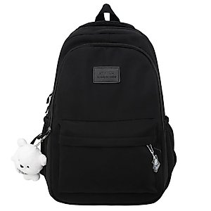 DUNBRI New Female Fashion Lady High Capacity Waterproof Backpack Trendy Women Laptop Bags Travel Book Bag Cool (black)