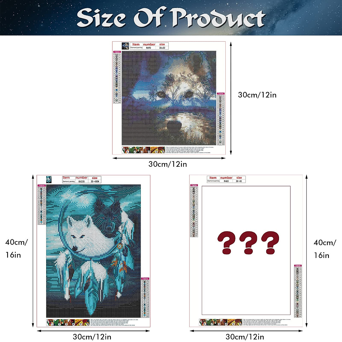 ZYNERY 3 Pack Wolf Diamond Painting Kit for Adults, Diamond Art with Accessories - Gem Art Full Drill for Home Wall Decor Birthday Gift