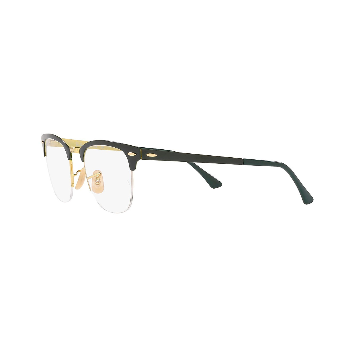 Ray-Ban RX3716VM Clubmaster Metal Square Prescription Eyewear Frames, Green on Gold/Demo Lens, 50 mm