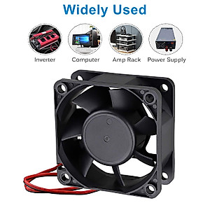 GDSTIME 60mm Fan, 60mm x 60mm x 25mm Dual Ball Bearings 12V DC Brushless Cooling Fan