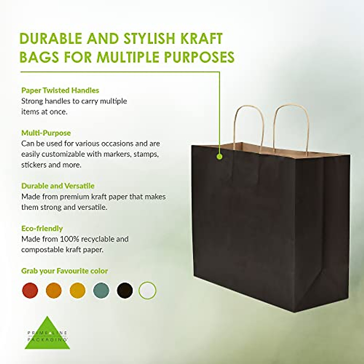 Paper Bags with Handles - 16x6x12 Inch 100 Pack Extra Large Black Gift Bags, Kraft Paper Totes for Gift Wrapping, Wedding & Birthday Party Favor, Small Business, Retail, Grocery & Shopping Use, Bulk
