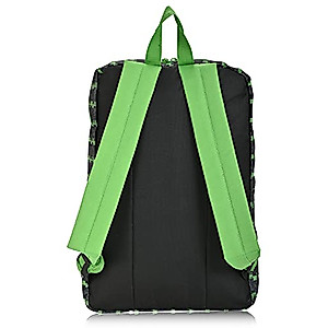 Minecraft 3 Piece Backpack Set - Backpack, Sticker, Pin - Boys Girls Kids Adult Allover Creeper Backpack School Set (Black Green)