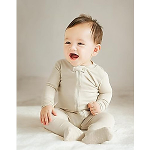 VAENAIT BABY Toddler Boys Girls Solid Footie Pajama Cozy Modal Ivory 0-3M