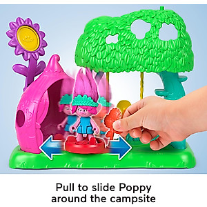 Fisher-Price Imaginext DreamWorks Trolls Toys Flower Fun Campsite Playset with Poppy Figure for Pretend Play Kids Ages 3+ Years