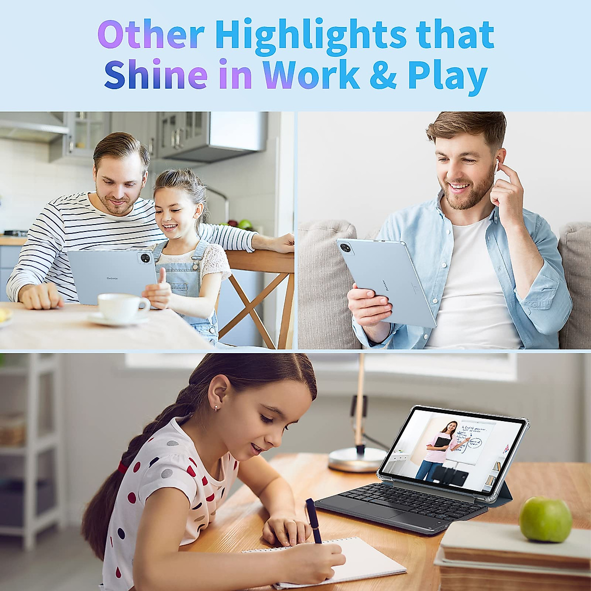 Blackview Android 13 Tablet - 10.1 Inch Screen Tablet, 6GB RAM 64GB ROM 1TB Expand, Dual Camera 5MP, WiFi 6, 6580mAh Android Tablet, Google Play Parent Control Kids Tablet, Blue