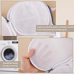 Bra Washing Bag Set for Laundry - Fine Mesh 3D Bracket Lingerie Bags Perfect for Delicates & Underwear Zippered Women's Exquisite Gray 2-Piece Set for Washing Machine