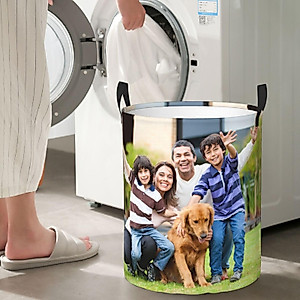 Custom Laundry Basket Personalized Laundry Hamper Add Your Name Text Photo Customized Collapsible Cute Dirty Clothes Baskets for Bathroom Bedroom Living Room Barbershop