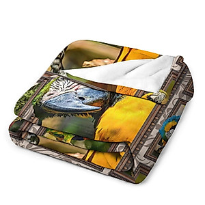Parrot Bird Blanket Parrot Bird Gifts for Boys Men Parrot Bird Throw Blanket for Couch Sofa Bed Soft Warm Flannel Fleece for adults40 x50