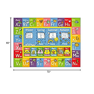 KC Cubs Playtime Collection ABC Alphabet, Seasons, Months and Days of The Week Educational Learning & Game Area Rug Carpet for Kids and Children Bedrooms and Playroom