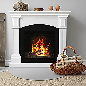 FLASLD Fireproof Fireplace Mat 24×42Inch Half Round Hearth Rug Protects Floors from Sparks Embers, Gray