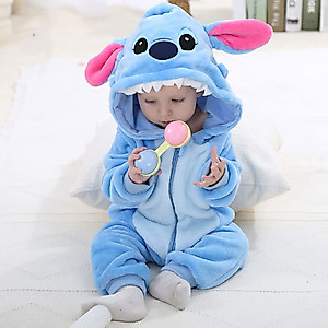 Plustrong Halloween Baby Costume Baby Boys Baby Girls Toddler Outfit Cosplay Romper Costume for Baby(blue stitch,100(18-23M)