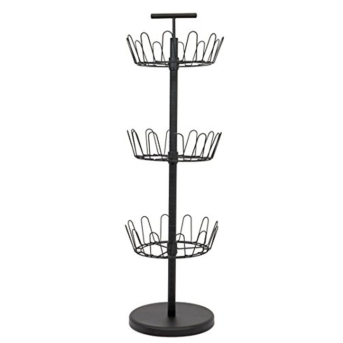 Internet's Best 3 Tier Metal Shoe Tree - Black Finish - 18-Pair Shoe Organization Rack - Storage Organizer - Free Standing Tower Weighted Base - Strong Sturdy