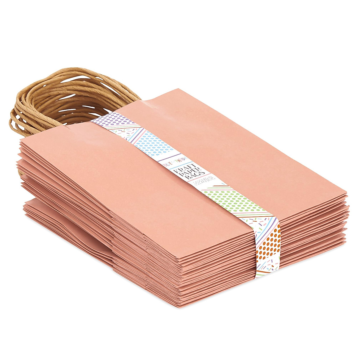 Juvale Pink Gift Bags with Handles for Weddings, Goodies, Birthdays, Baby Showers (8x10 In, 24 Pack)