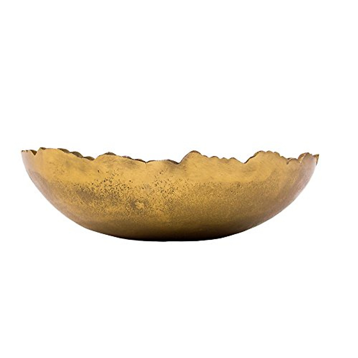 Red Co. 8.75” Gold Moon Decorative, Asymmetrical Torn, Hammered Metal Centerpiece Bowl with Sculpted Edges