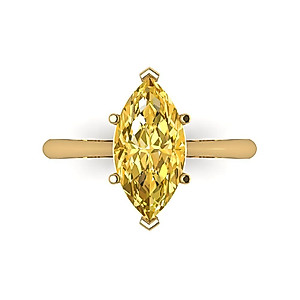 Clara Pucci 2.50 ct Marquise Cut Solitaire Natural Yellow Citrine gemstone Bridal Designer Anniversary Engagement Ring 14k Yellow Gold