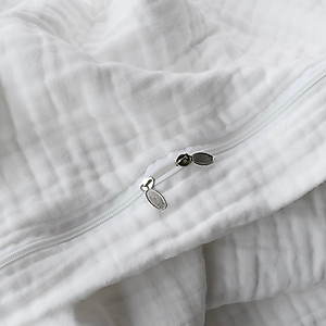 A-Zzz 100% Muslin Cotton Duvet Cover - Convertible to Cooling Adult Muslin Blanket/Light Summer Comforter, Hot Sleeper, Breathable Gauze, Zipper Closure, 2 Pillowcases (White, King (U.S. Standard))