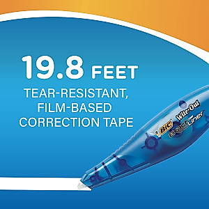 BIC Wite-Out Brand Exact Liner Correction Tape, 19.8 Feet, 4-Count Pack of white Correction Tape, Fast, Clean and Easy to Use Tear-Resistant Tape Office or School Supplies