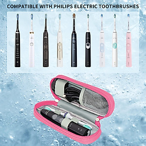 Mijibisu Toothbrush Travel Case Compatible with Philips Sonicare DailyClean 1100, ProtectiveClean 4100/5100/6100/6500, Sonicare ExpertClean 7500 and More.(CASE ONLY).Pink
