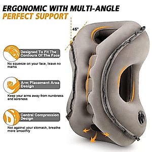 Inflatable Travel Pillow,Multifunction Travel Neck Pillow for Airplane to Avoid Neck and Shoulder Pain,Support Head,Neck,Used for Sleeping Rest, Airplane and Home Use,with Eye Mask, Earplugs,Gray