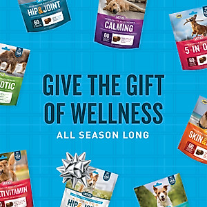 VetIQ 5-in-One Supplement for Dogs, Supports Hip & Joint, Urinary Tract, Immune System, Skin Health and Heart Health, Soft Chews, Made in The USA, 60 Count (Packaging May Vary)