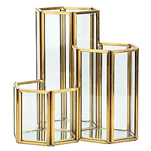 Makeup Brush Holder, with Non Slip Bottom Elegant Design Gold Glass Stationery Organizer, for Home Decor Desk Dresser for Office Decor