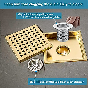 CNSZNAT Hair Catcher Shower Drain, Bathtub Drain Cover, Deep Stainless Steel Sink Strainer for Bathroom Sink Bathtub Shower Floor Drain, Fit Hole Size from 1.25" to 2.17"(3-Pack)