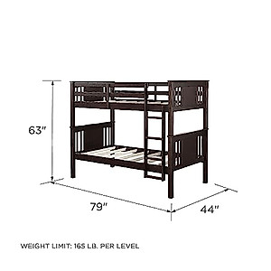 Dorel Living Twin Bunk Bed, Espresso