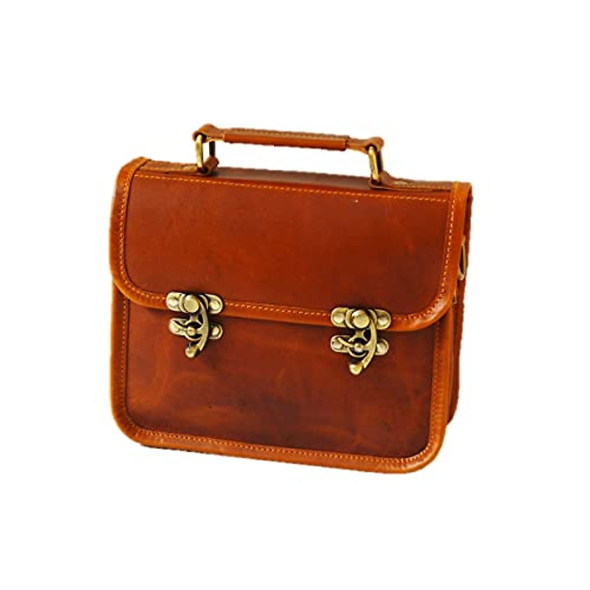 Jony Vintage Handmade Genuine Leather Purse For Women's Shoulder Messenger Crossbody Bag, Brown (9" L x 7" H x 3" W)