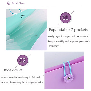 Snow Abonci Vertical Expanding Accordion Folder with 7 Pockets Paperwork Organizer Document Wallet Briefcase Business File Organizer Bag A4 Letter Size Elastic Rope Closure Pink