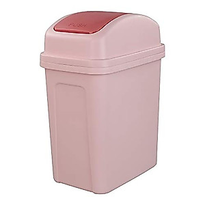 Asking 1.8 Gallon Small Trash Can with Swing-top Lid, Plastic Garbage Bin, Pink