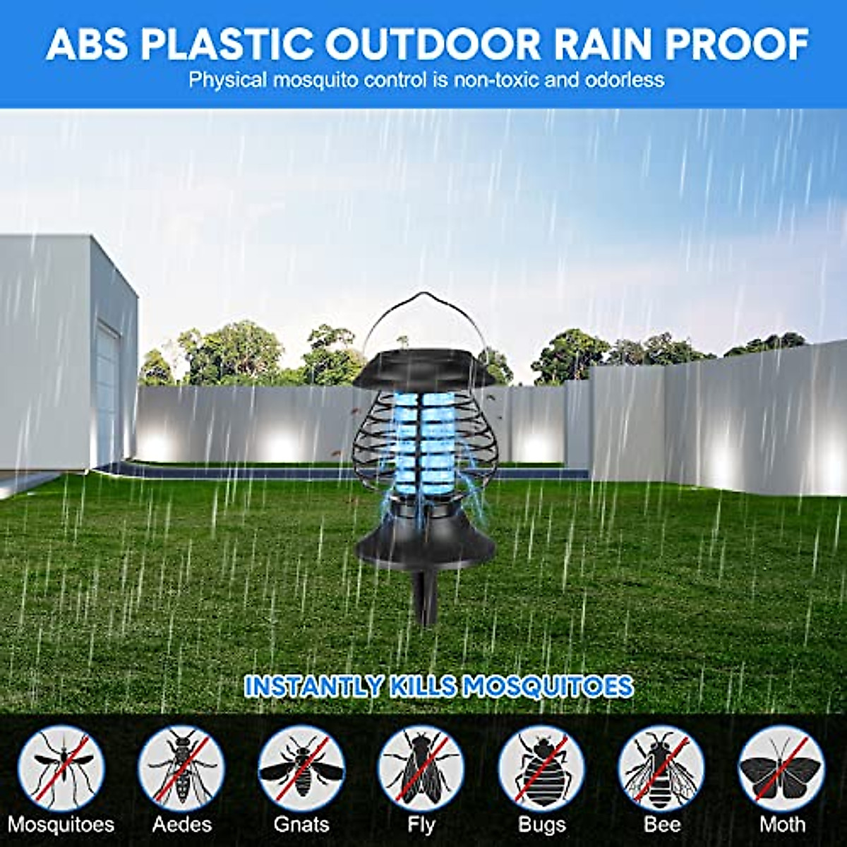 4 Pack Solar Bug Zapper Outdoor Waterproof Mosquito Zapper Outdoor Mosquito Repellent Trap Solar Powered Bug Lights for Outside Fly Mosquito Killer Outdoor for Home Camping Backyard (Novelty Style)